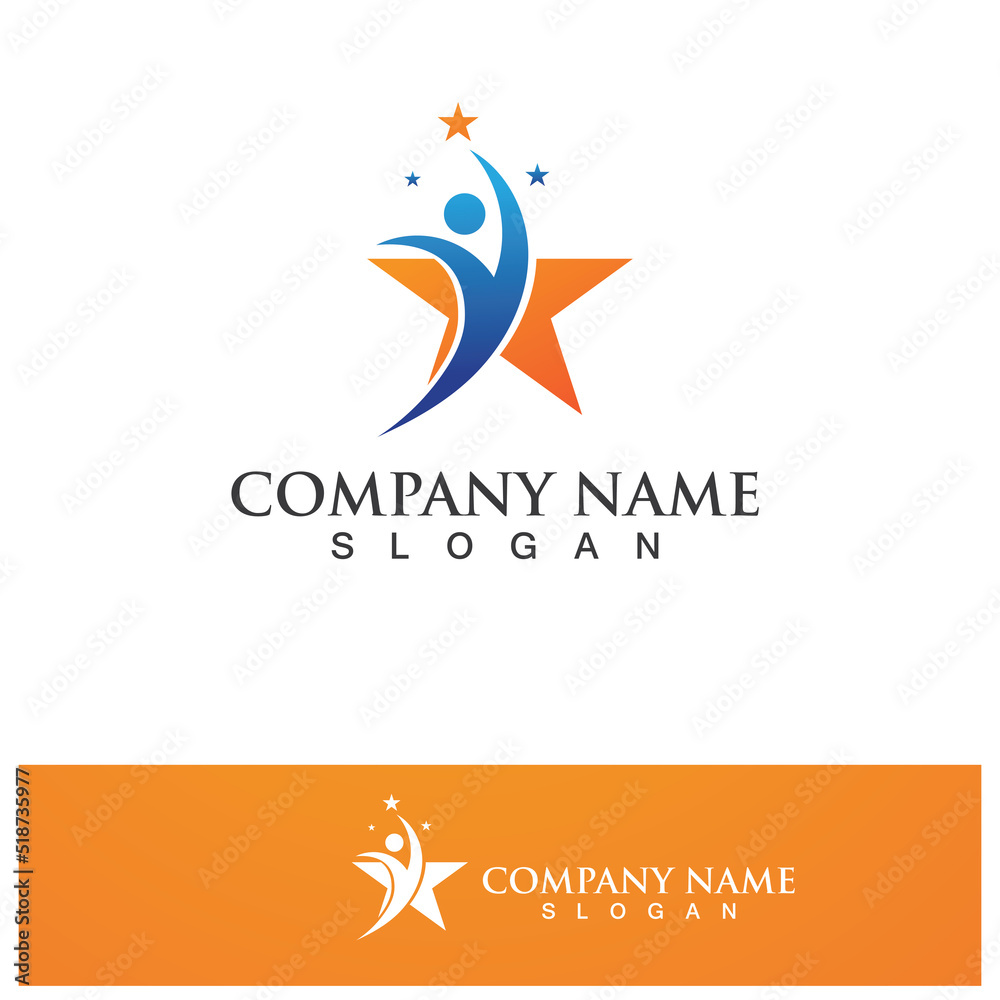 Star people logo design. Star community vector logo. star community ...