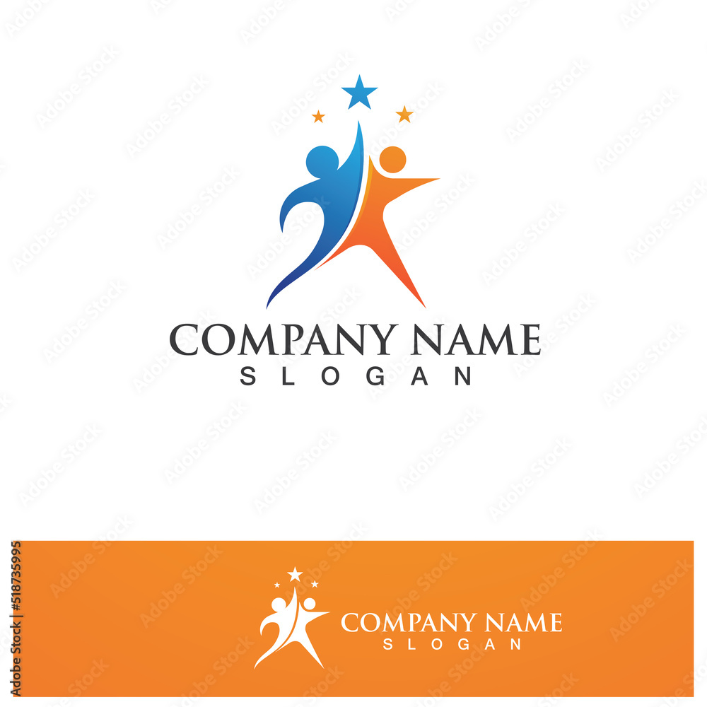 Star people logo design. Star community vector logo. star community ...