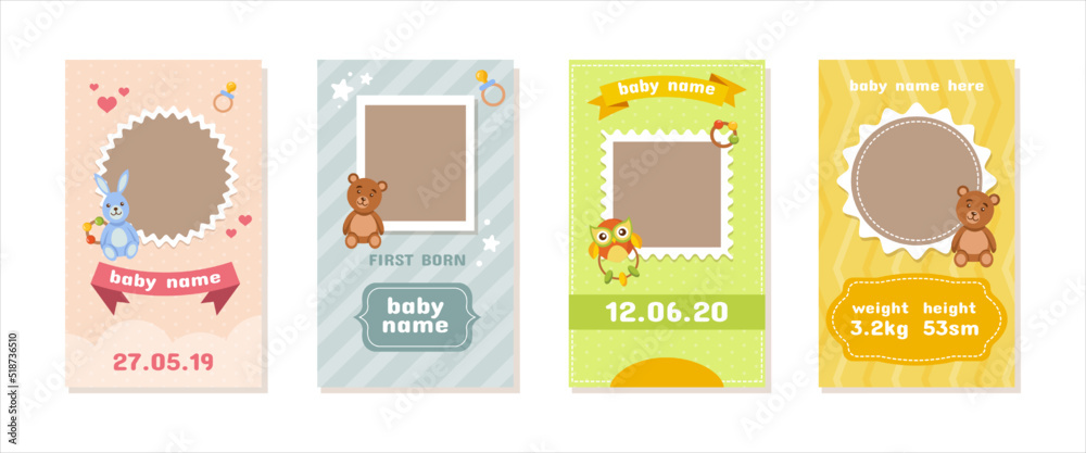 Birthday baby post frame. Toddlers name and photo border. Kids card ...