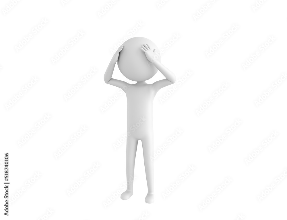 Stick Man character with hand on head for pain in head because stress ...