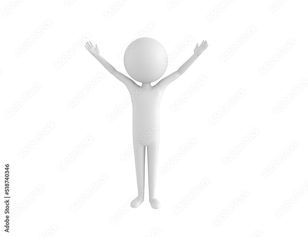 Stick Man character spreading his two hands in 3d rendering. Stock ...