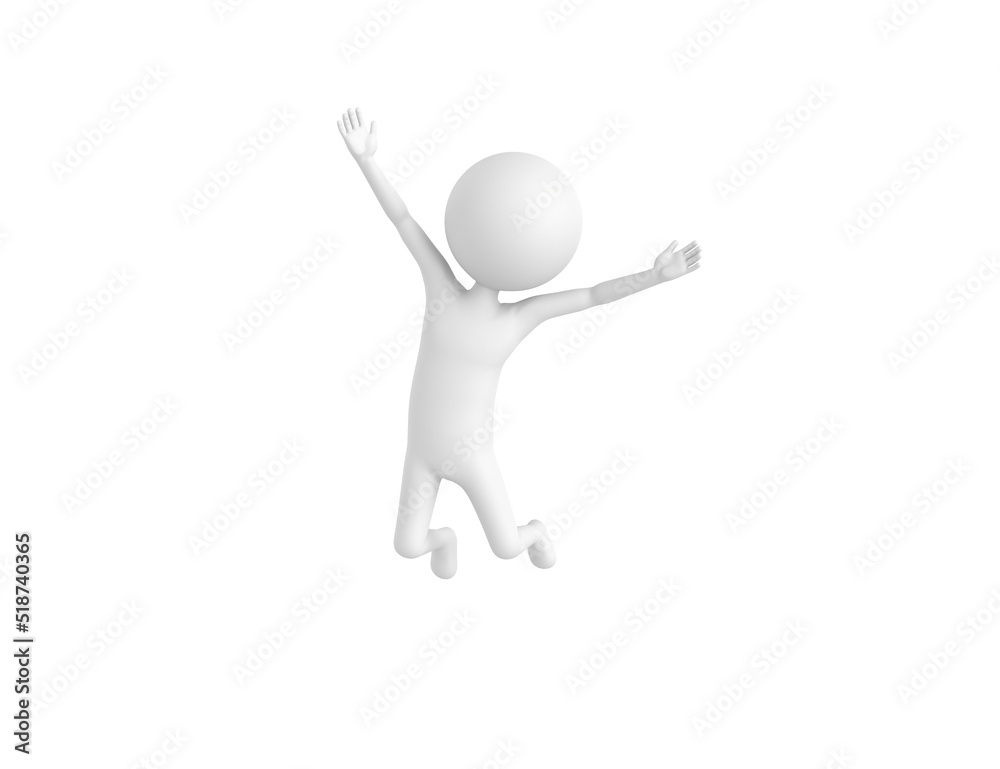 Stick Man character jumping in the air in 3d rendering. Stock ...