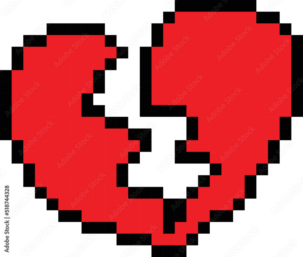 BROKEN HEART PIXEL vector illustration.image or clip art. Stock Vector ...