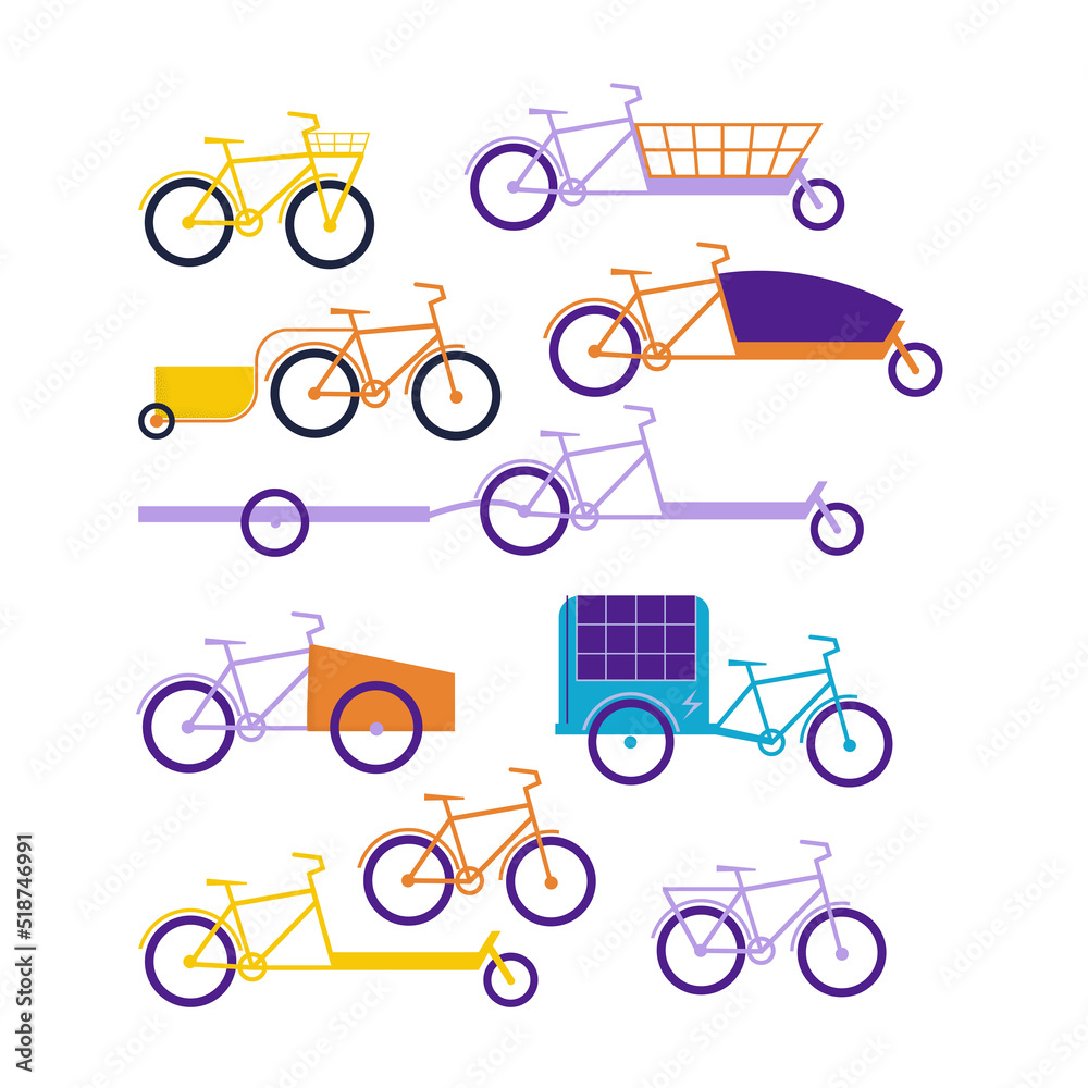 Set of cargo bicycles. Backfiets, Transporter, rear loader, schwerlast ...