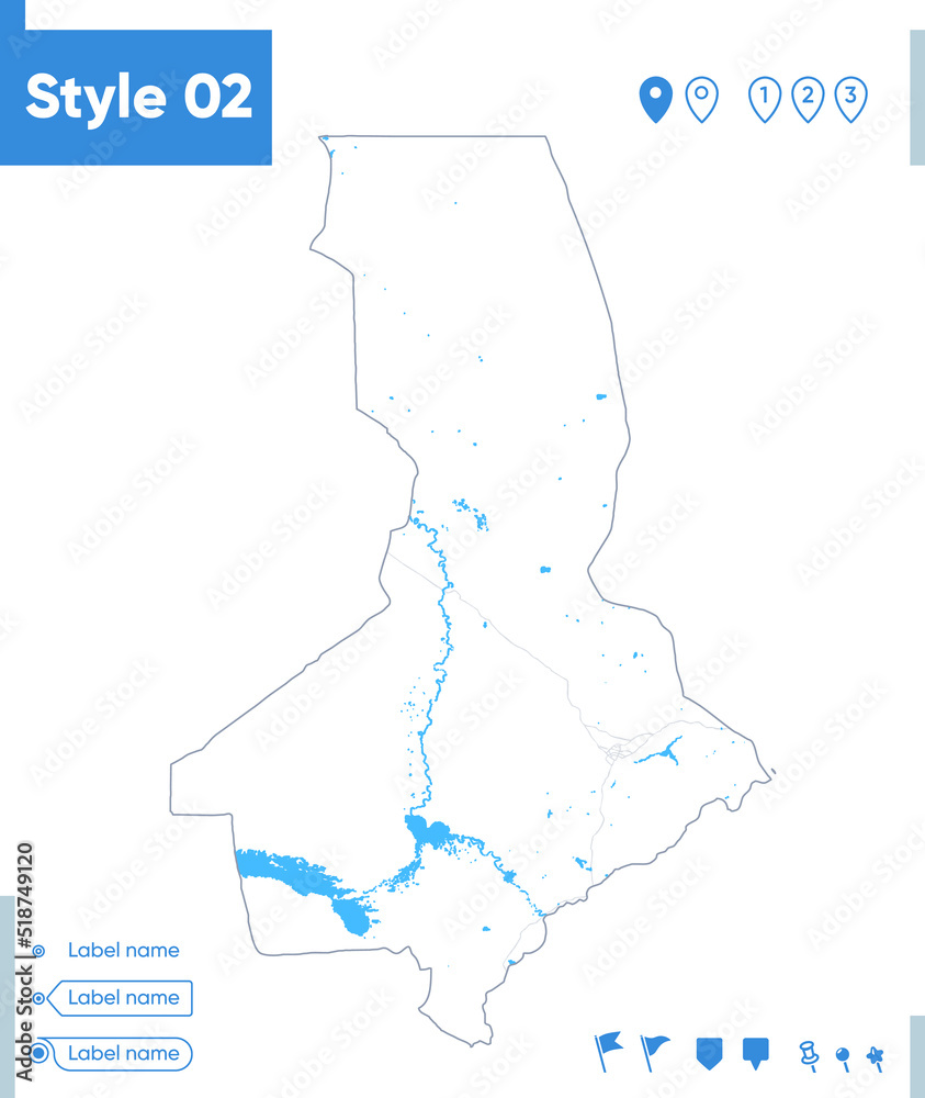 Turkistan, Kazakhstan - stroke map isolated on white background with ...