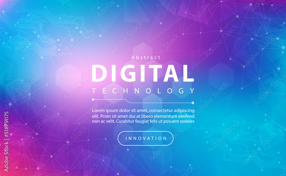 Digital technology banner pink blue background concept, technology ...