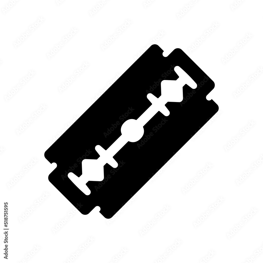 Double Edge Razor Blade Silhouette. Black and White Icon Design Element ...