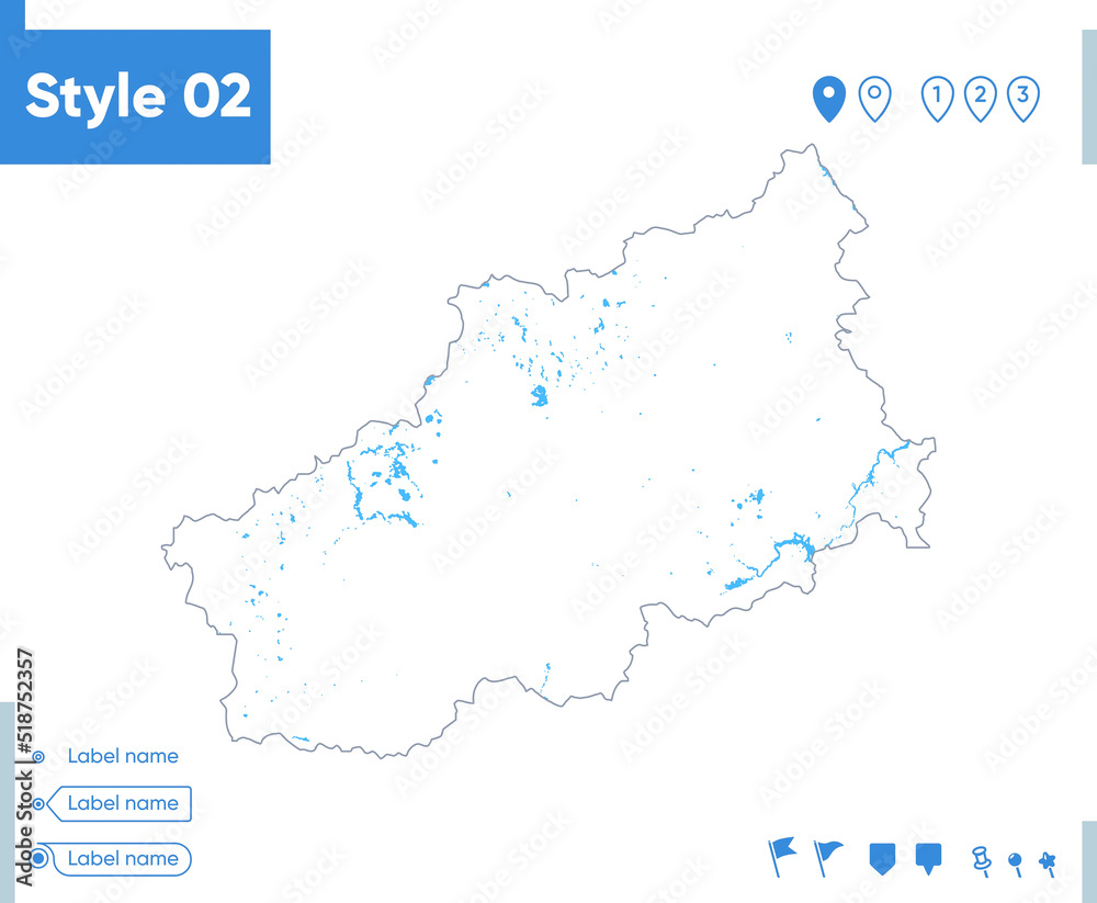 Tver Region, Russia - stroke map isolated on white background with ...