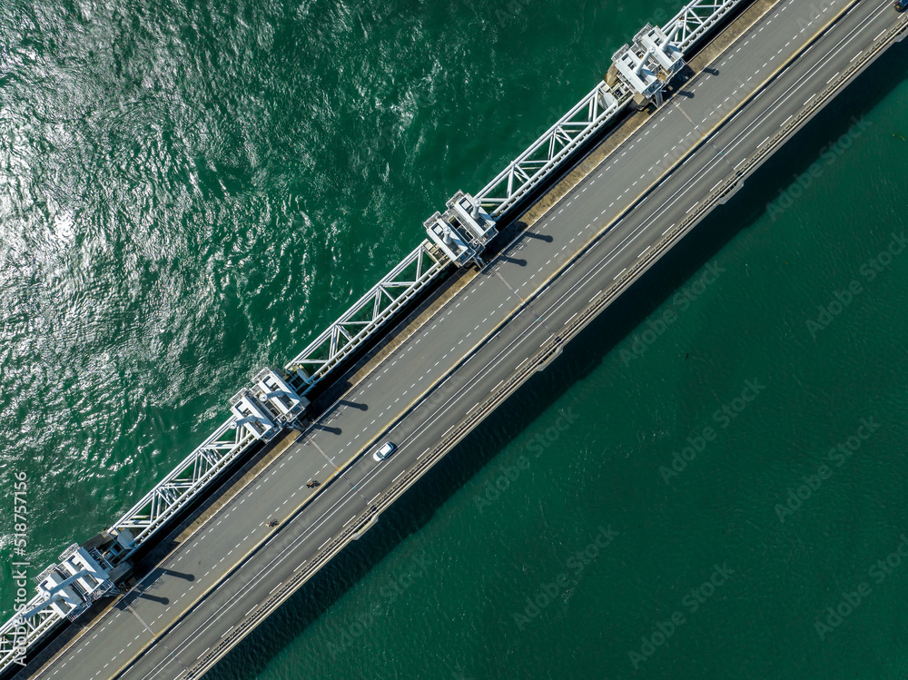 Storm Surge Barrier Bridge to Protect the Netherlands Mainland from ...