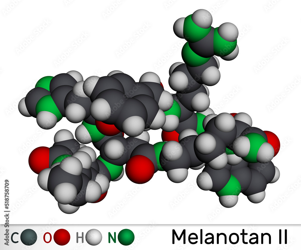 Melanotan II molecule. It is synthetic analogue of the peptide hormone ...
