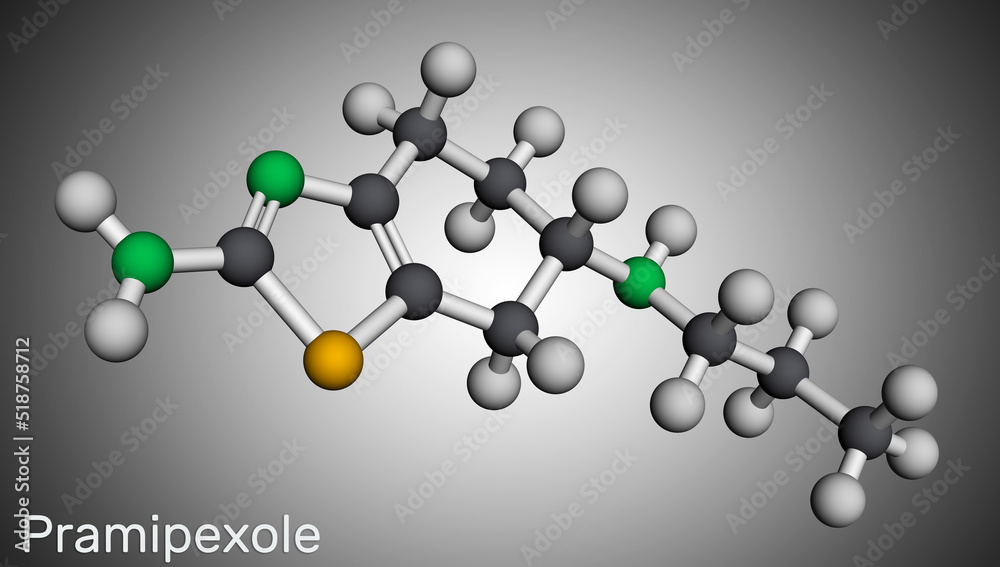 Pramipexole molecule. It is non-ergot dopamine agonist, medication used ...