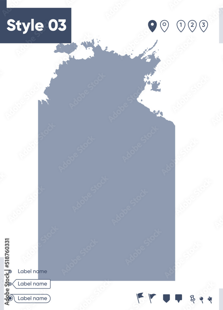 Northern Territory, Australia - map isolated on white background ...