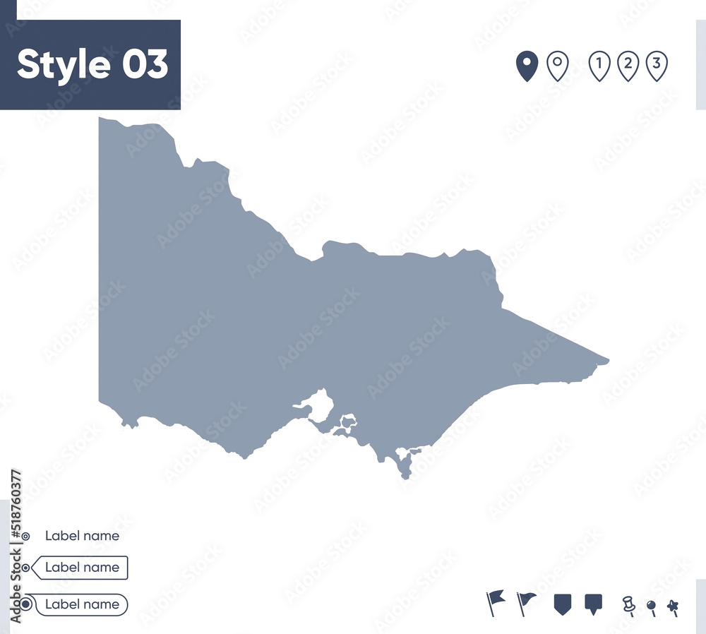 Victoria, Australia - map isolated on white background. Outline map ...