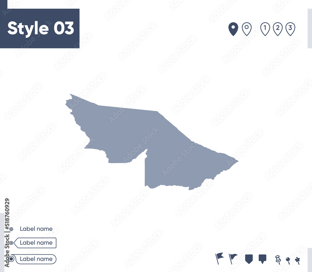 Acre, Brazil - map isolated on white background. Outline map. Vector ...