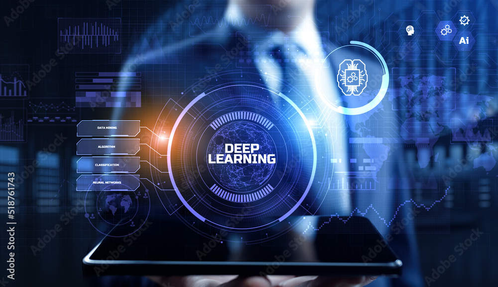 Deep learning neural network AI Artificial intelligence concept. Stock ...