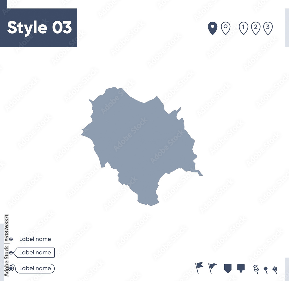 Himachal Pradesh, India - map isolated on white background. Outline map ...