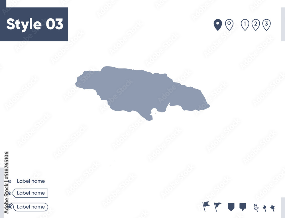 Jamaica - map isolated on white background. Outline map. Vector map ...