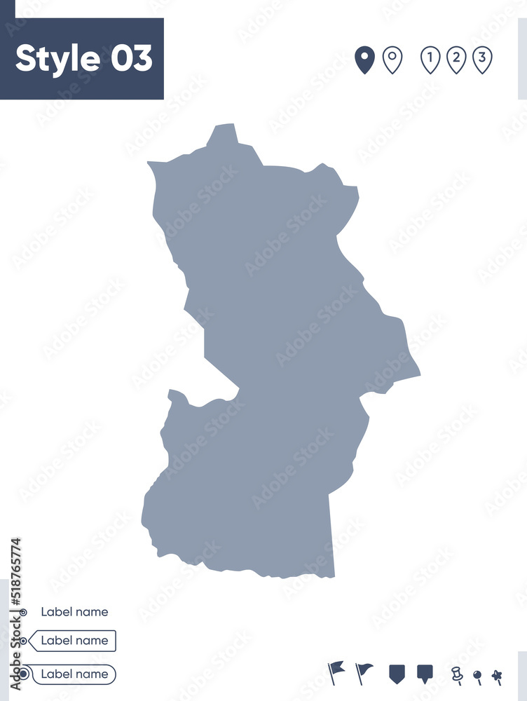 Khovd, Mongolia - map isolated on white background. Outline map. Vector ...