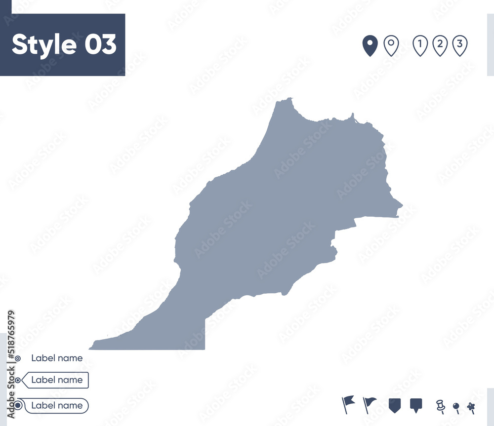 Morocco - map isolated on white background. Outline map. Vector map ...