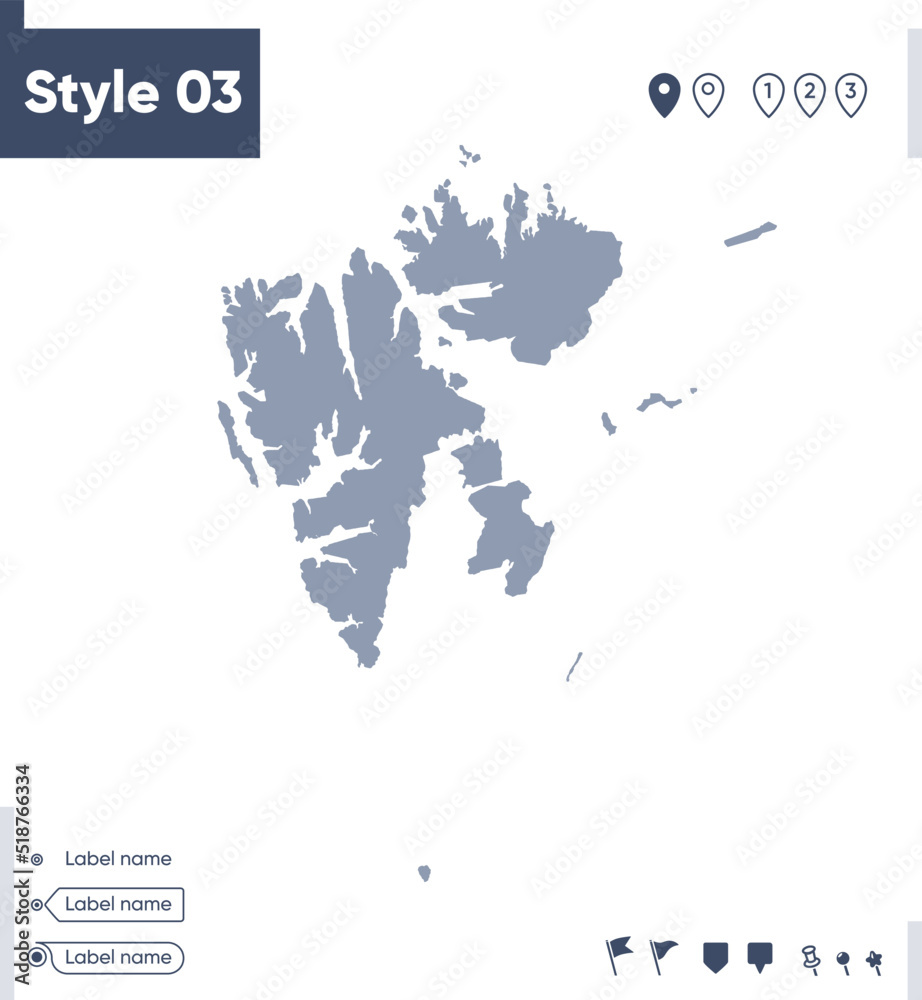 Svalbard, Norway - map isolated on white background. Outline map ...