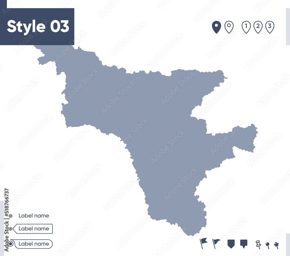 Amur Region, Russia - map isolated on white background. Outline map ...