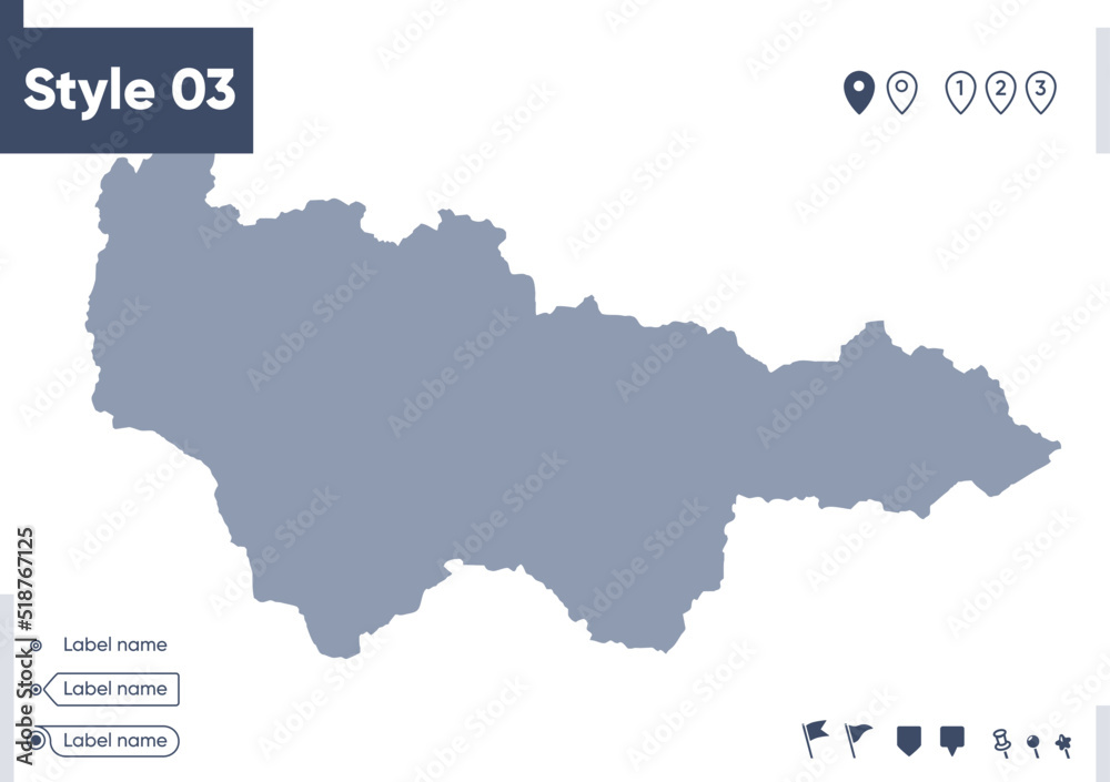 Khanty Mansi Autonomous Area, Russia - map isolated on white background ...