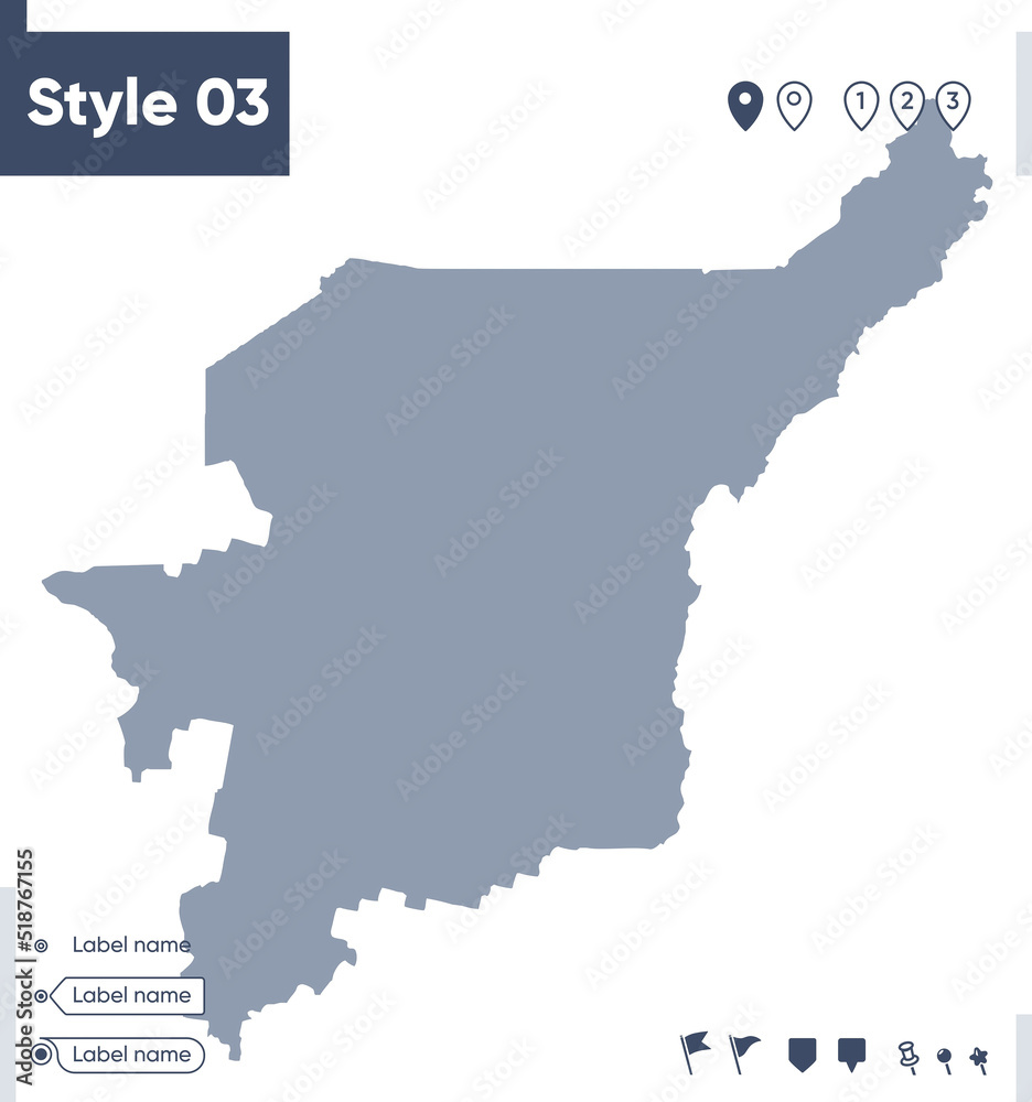 Komi Republic, Russia - map isolated on white background. Outline map ...