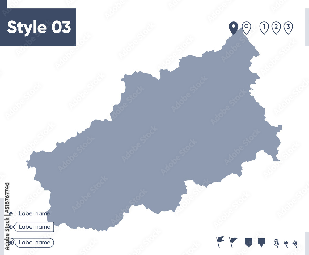 Tver Region, Russia - map isolated on white background. Outline map ...