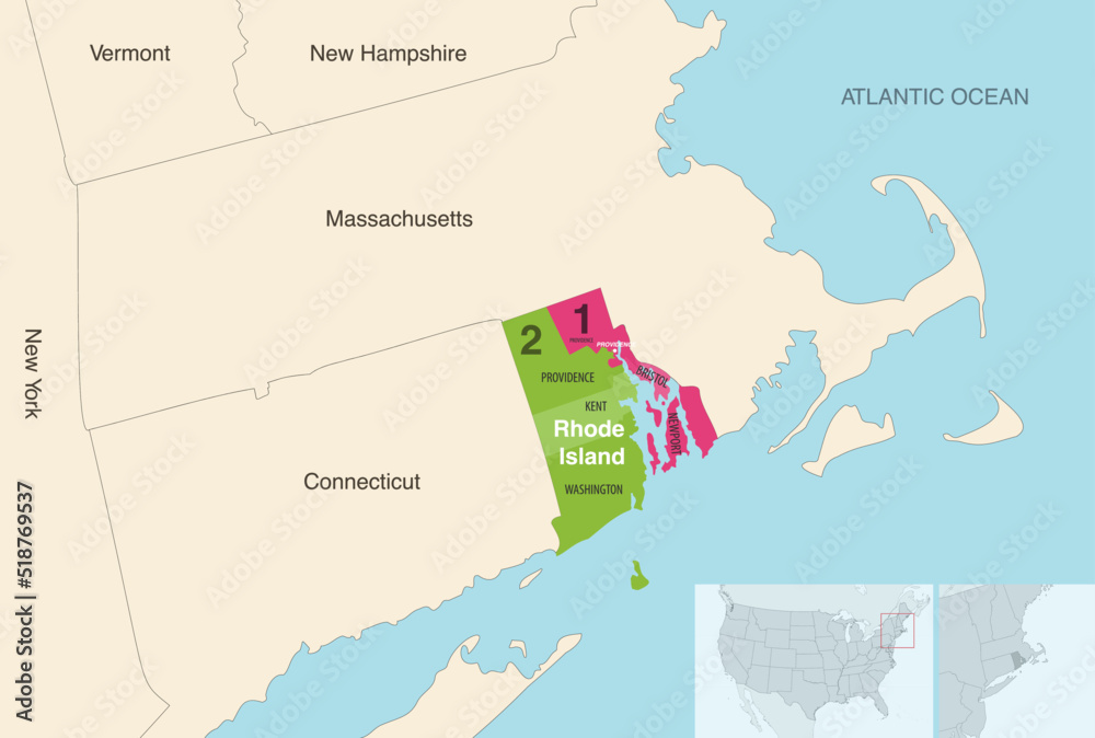 Rhode Island's congressional districts (2013-2023) vector map with ...