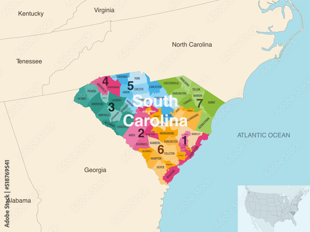 South Carolina's congressional districts (2013-2023) vector map with ...
