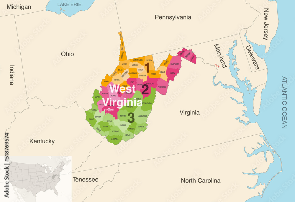West Virginia's congressional districts (2013-2023) vector map with ...