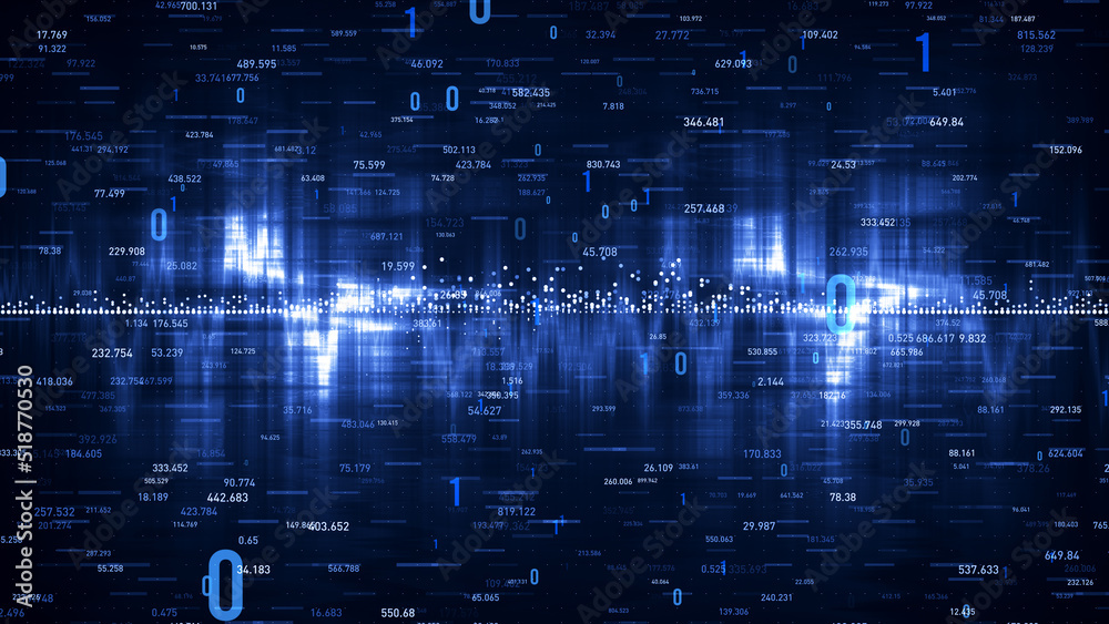 Flowing number one and zero text in binary code format in technology ... Flowing number one and zero text in binary code format in technology ...