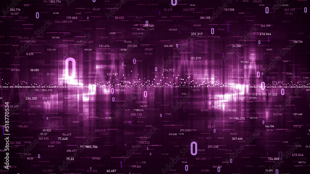 Flowing number one and zero text in binary code format in technology ...