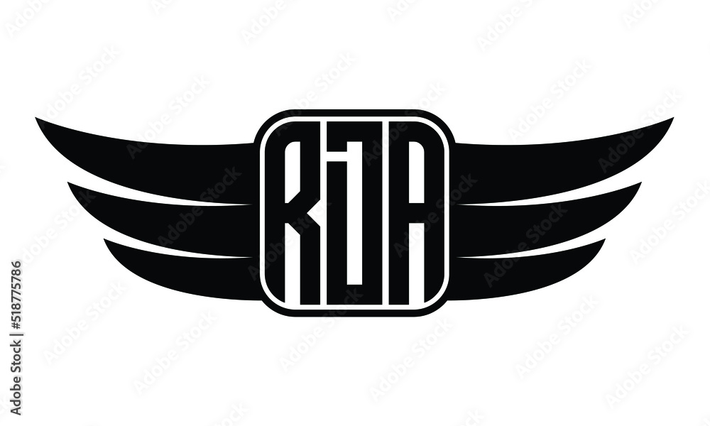 RDA three Letter Wings Flying Initial wing symbol minimalist creative ...
