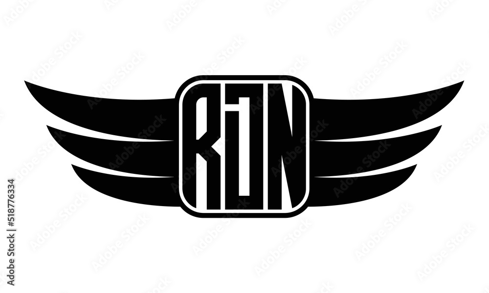 RDN three Letter Wings Flying Initial wing symbol minimalist creative ...