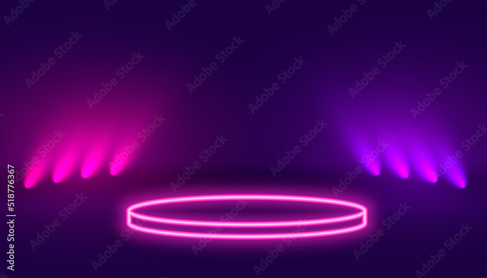 neon podium platform with light effect background Stock Vector | Adobe ...