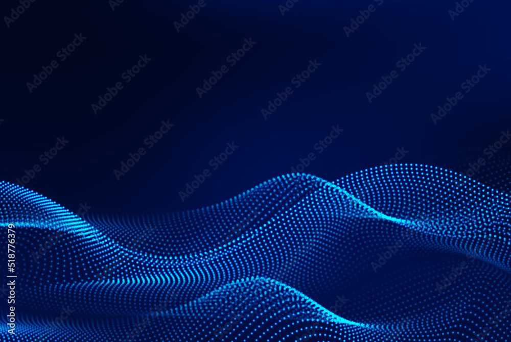 Dynamic blue particle wave. Abstract sound visualization. Digital ...