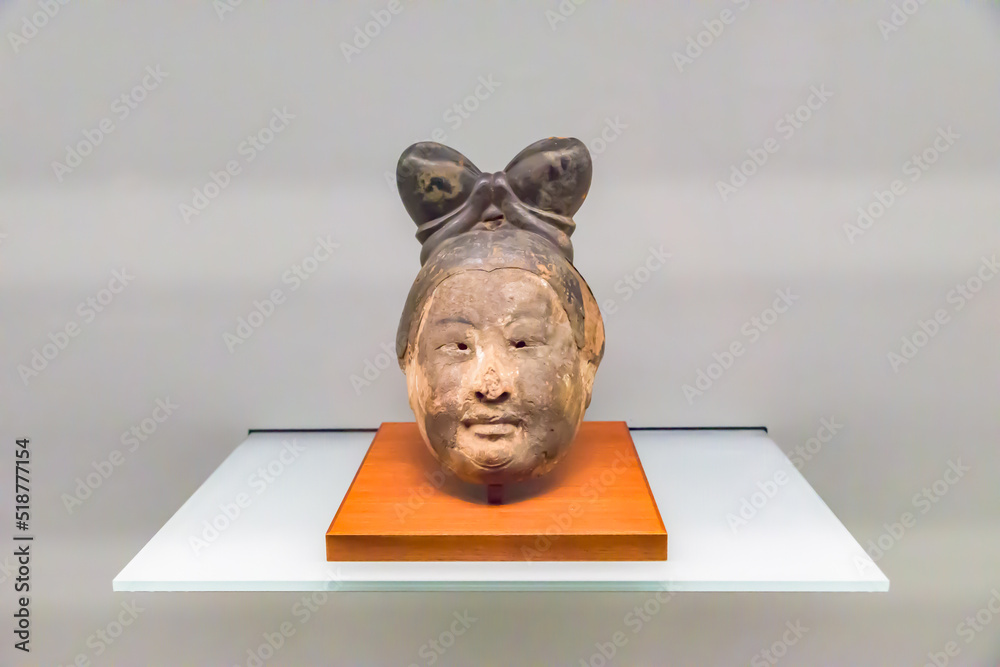 TOKYO, JAPAN - JUL 23, 2022: Gigaku mask of the Horyu-ji Treasures at ...