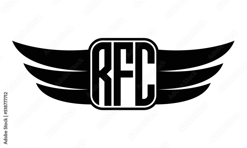 RFC three Letter Wings Flying Initial wing symbol minimalist creative ...