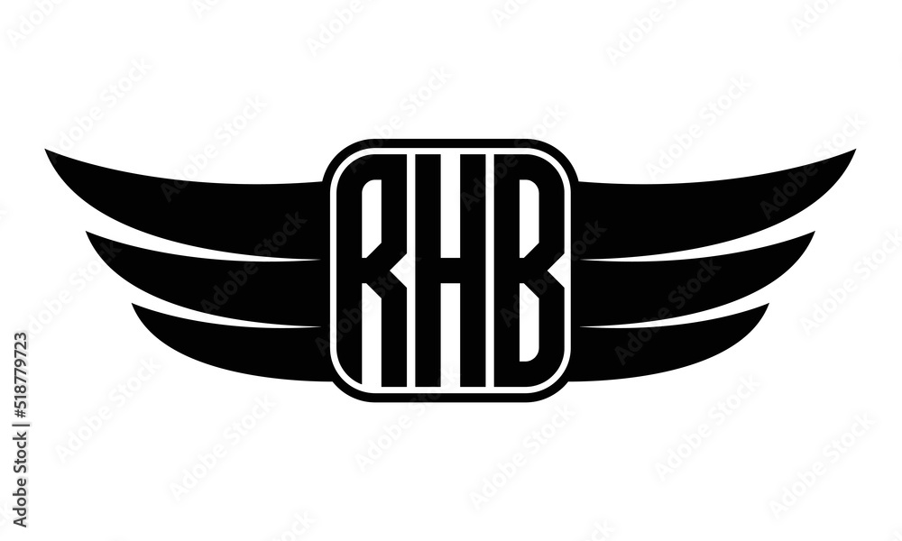 RHB three Letter Wings Flying Initial wing symbol minimalist creative ...