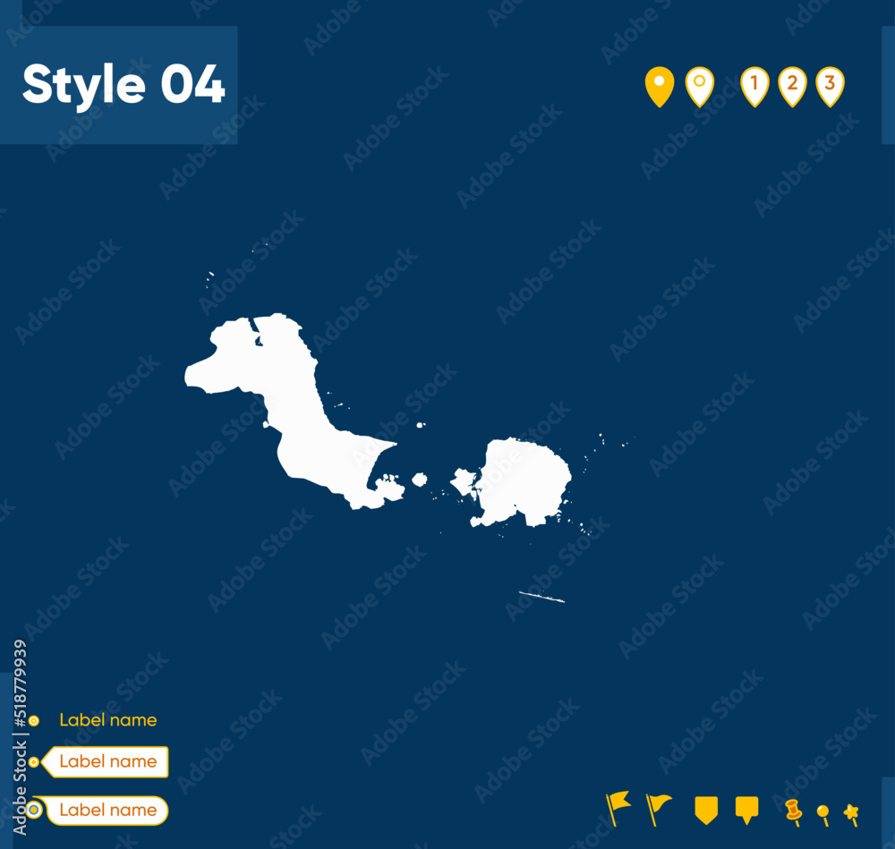 Bangka Belitung Islands, Indonesia - map isolated on blue background ...