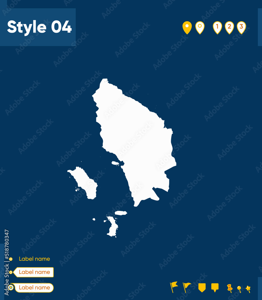 North Sumatra, Indonesia - map isolated on blue background. Outline map ...