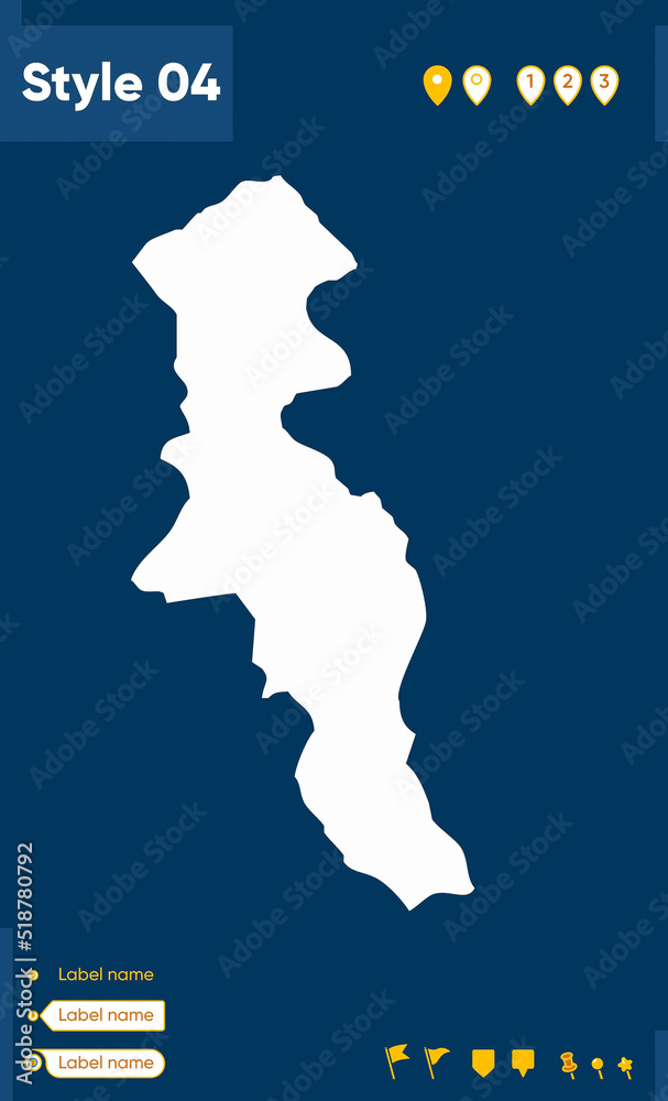 Ardabil, Iran - map isolated on blue background. Outline map. Vector ...
