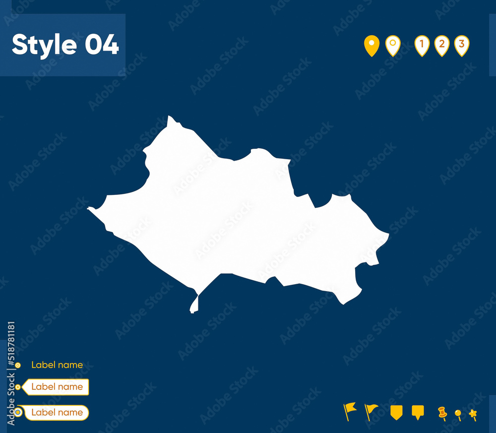 Lorestan, Iran - map isolated on blue background. Outline map. Vector ...