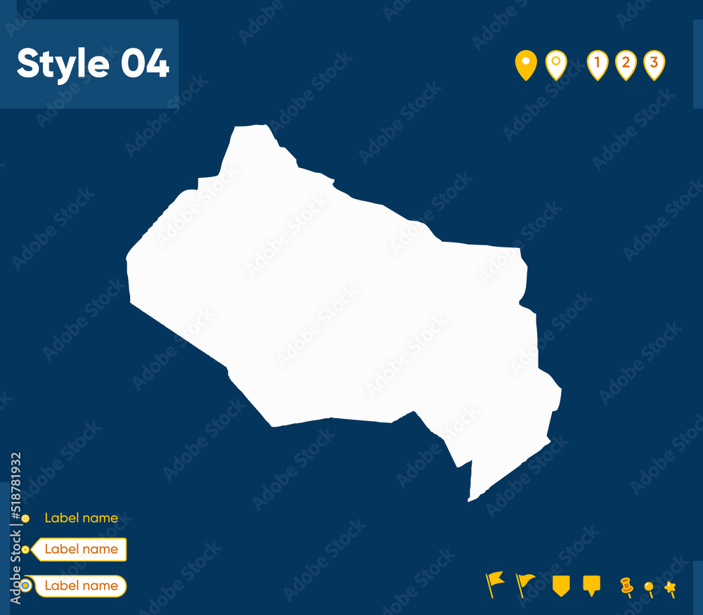 Kyzylorda, Kazakhstan - map isolated on blue background. Outline map ...