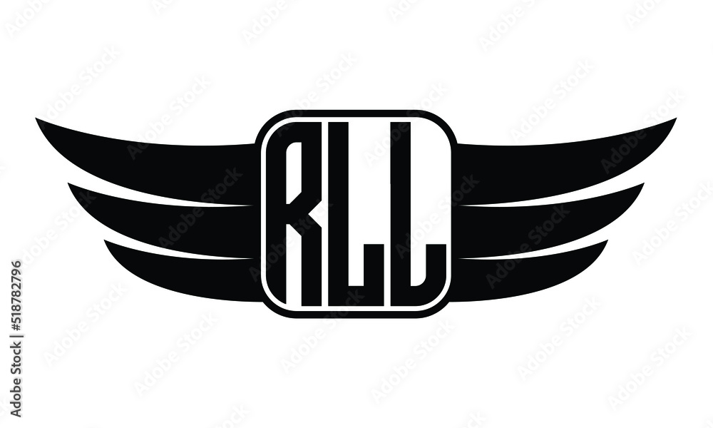 RLL three Letter Wings Flying Initial wing symbol minimalist creative ...