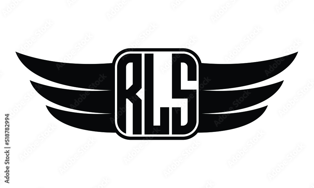 RLS three Letter Wings Flying Initial wing symbol minimalist creative ...