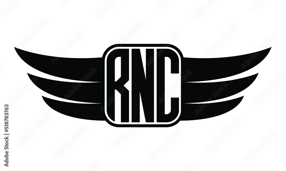RNC three Letter Wings Flying Initial wing symbol minimalist creative ...