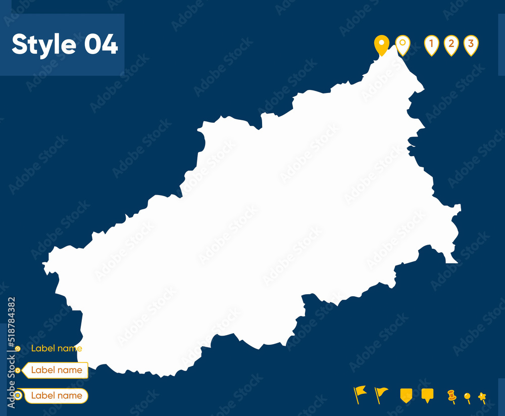 Tver Region, Russia - map isolated on blue background. Outline map ...