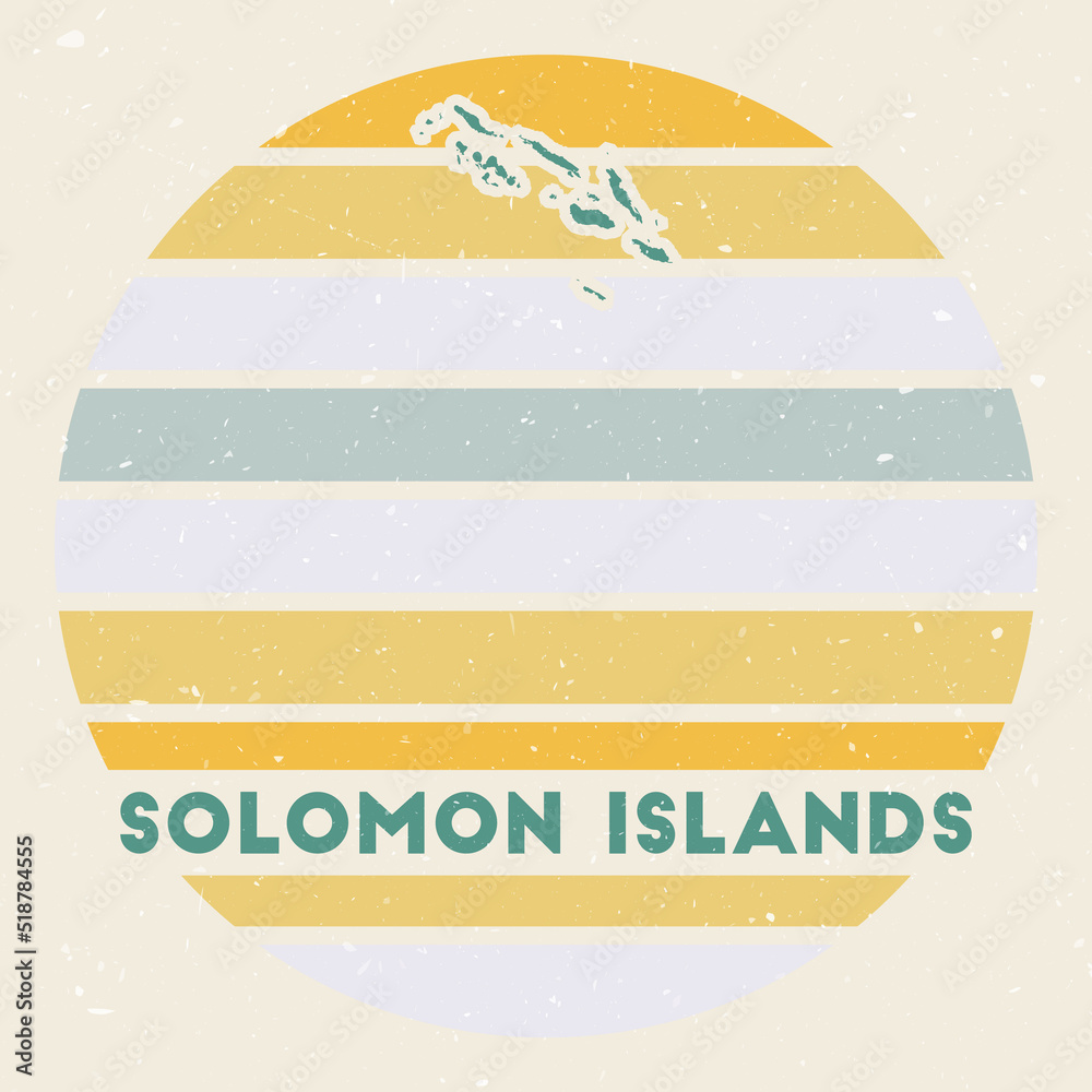 Solomon Islands logo. Sign with the map of country and colored stripes ...
